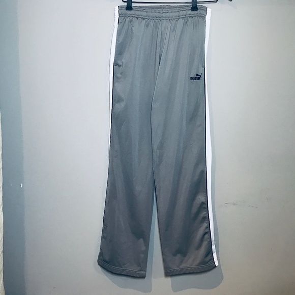 Puma | Pants & Jumpsuits | Grey With Wht Stripe Puma Track Pants Size ...